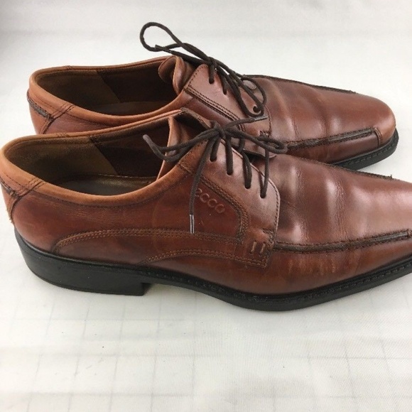 Ecco | Shoes | Ecco Shock Point Brown Leather Lace Up Dress Shoes ...